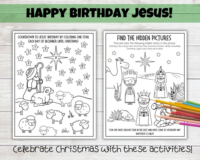Happy Birthday Jesus Activity Pages, Set of 10 Fun Christmas Activities ...
