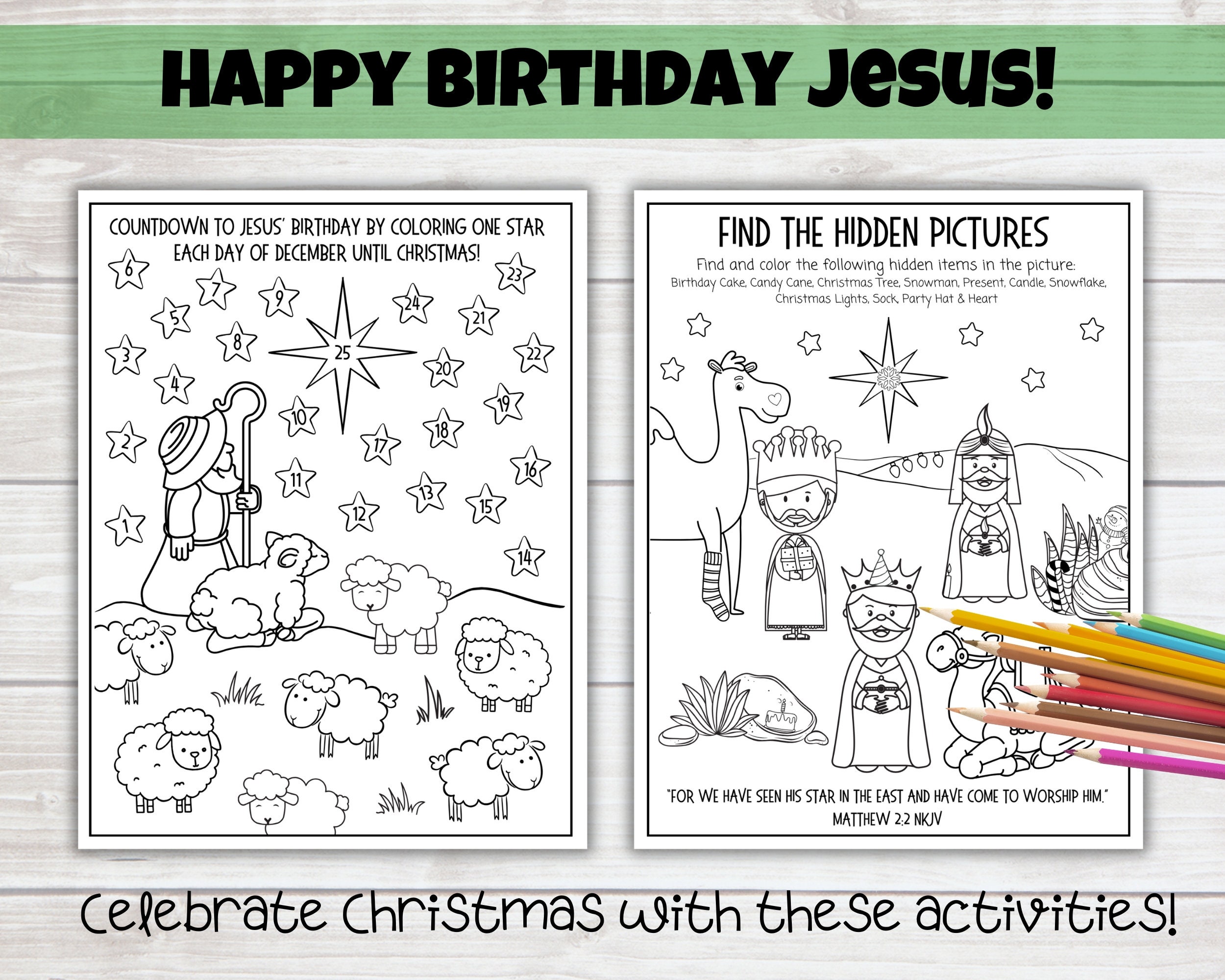 Happy Birthday Jesus Activity Pages, Set of 10 Fun Christmas Activities ...