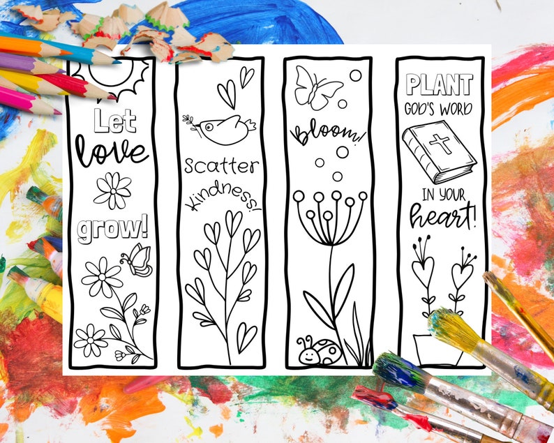 Wildflower Bible Themed Bookmarks, Kids Colouring Bookmarks, Printable ...