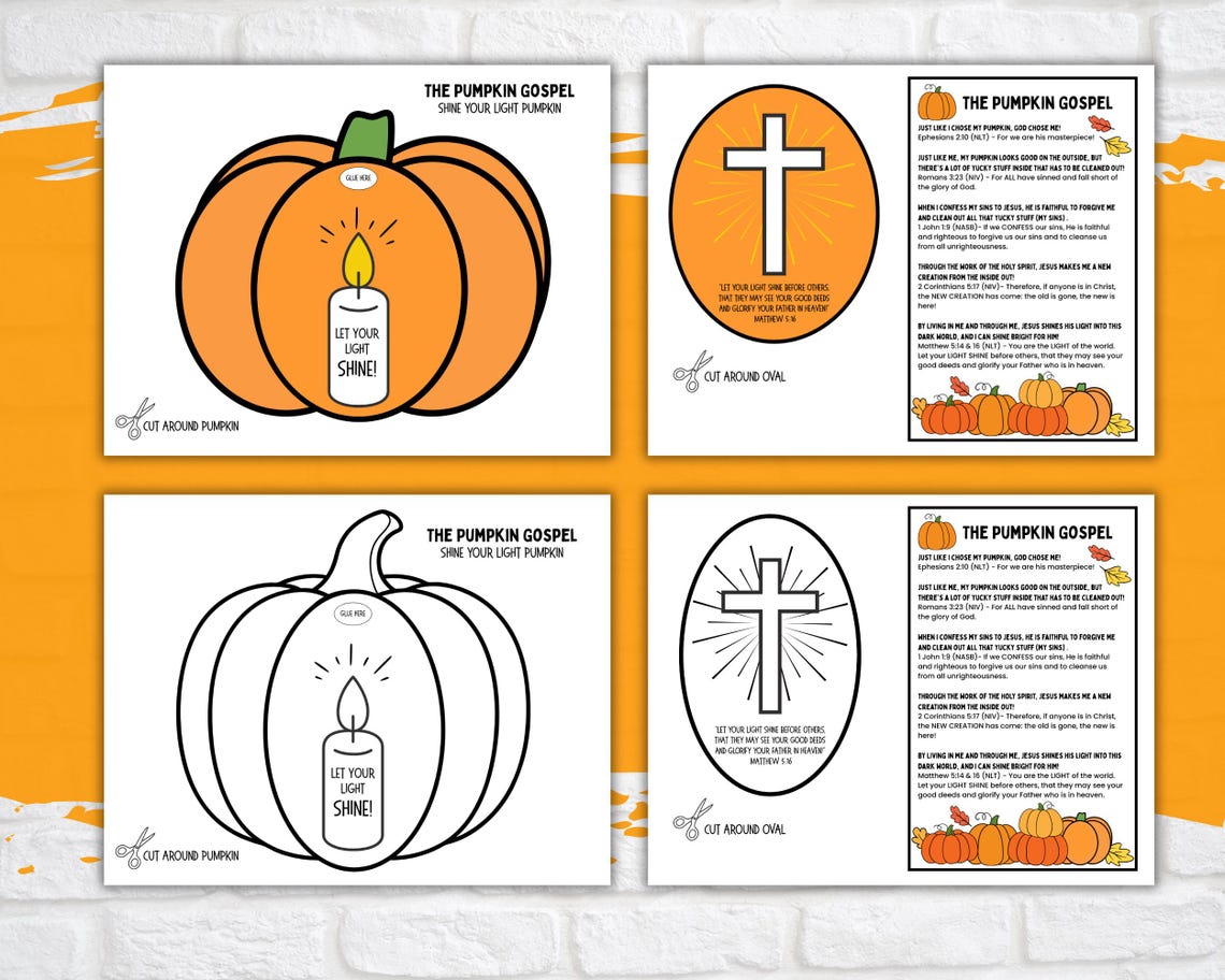 Pumpkin Gospel Shine Your Light Craft, Thanksgiving/fall Bible Themed ...