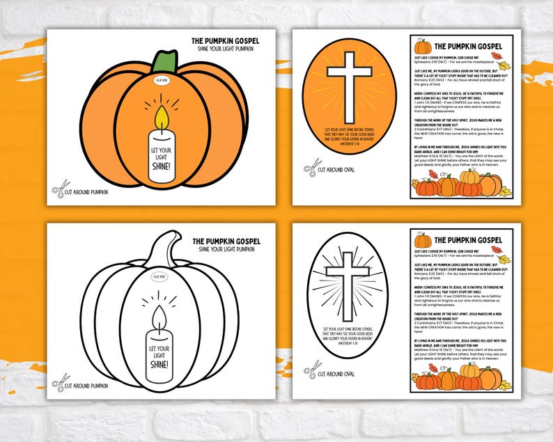 Pumpkin Gospel Shine Your Light Craft, Thanksgiving/fall Bible Themed ...