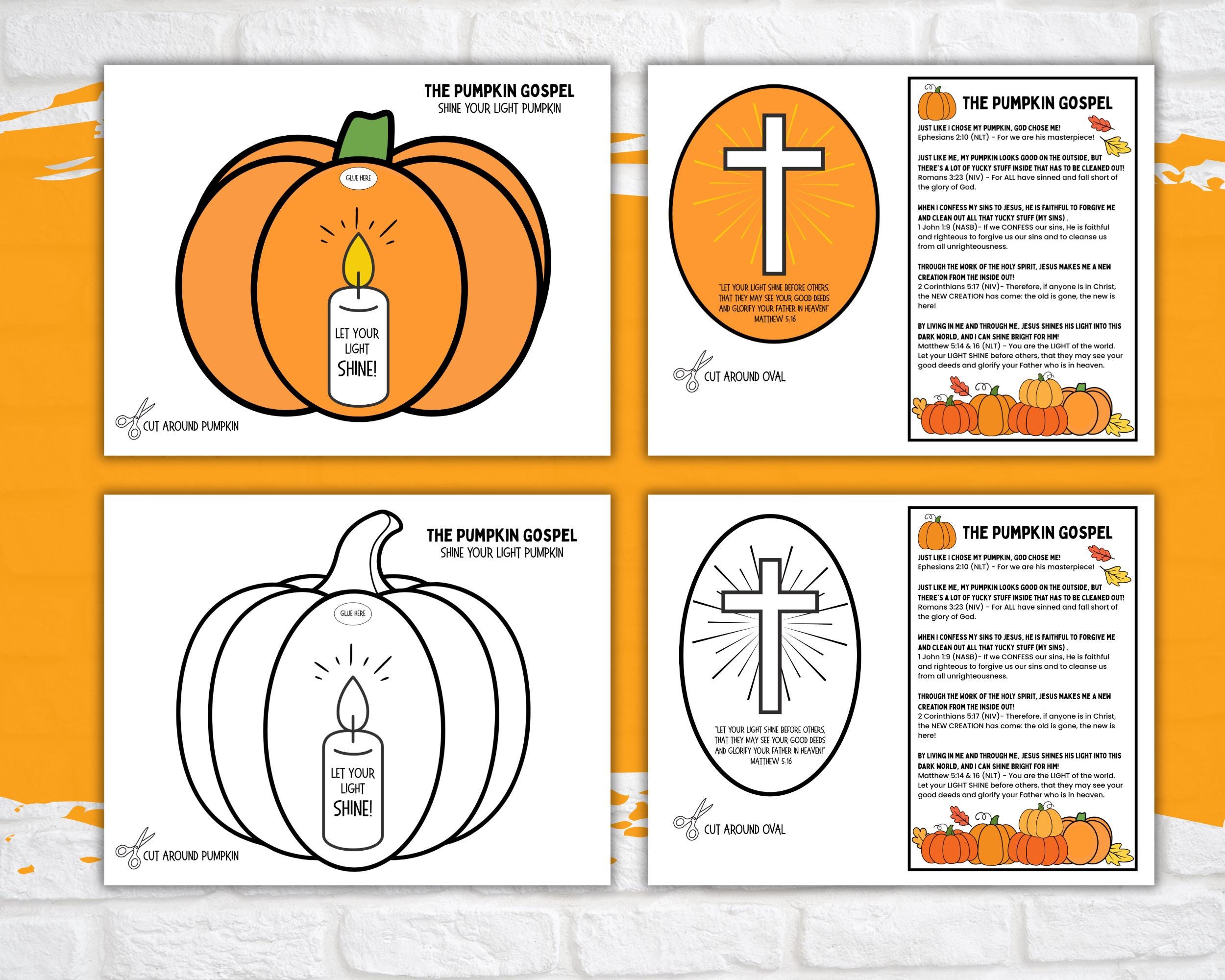 Pumpkin Gospel Shine Your Light Craft, Thanksgiving/fall Bible Themed ...