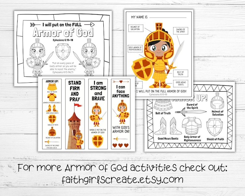 Armor of God Craft, Coloring Activity, Scripture Craft for Home, Sunday ...