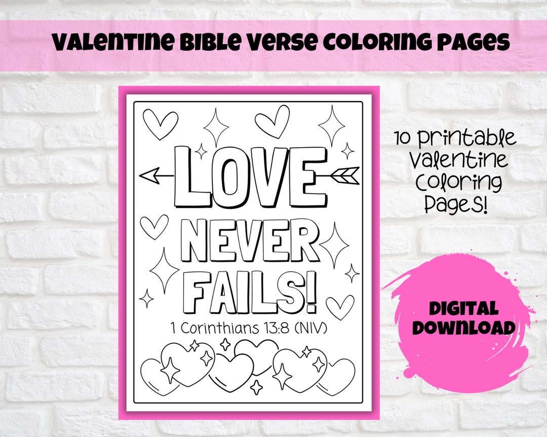 Kids Printable Bible Verse Valentine/love Themed Coloring Pages, Sunday ...
