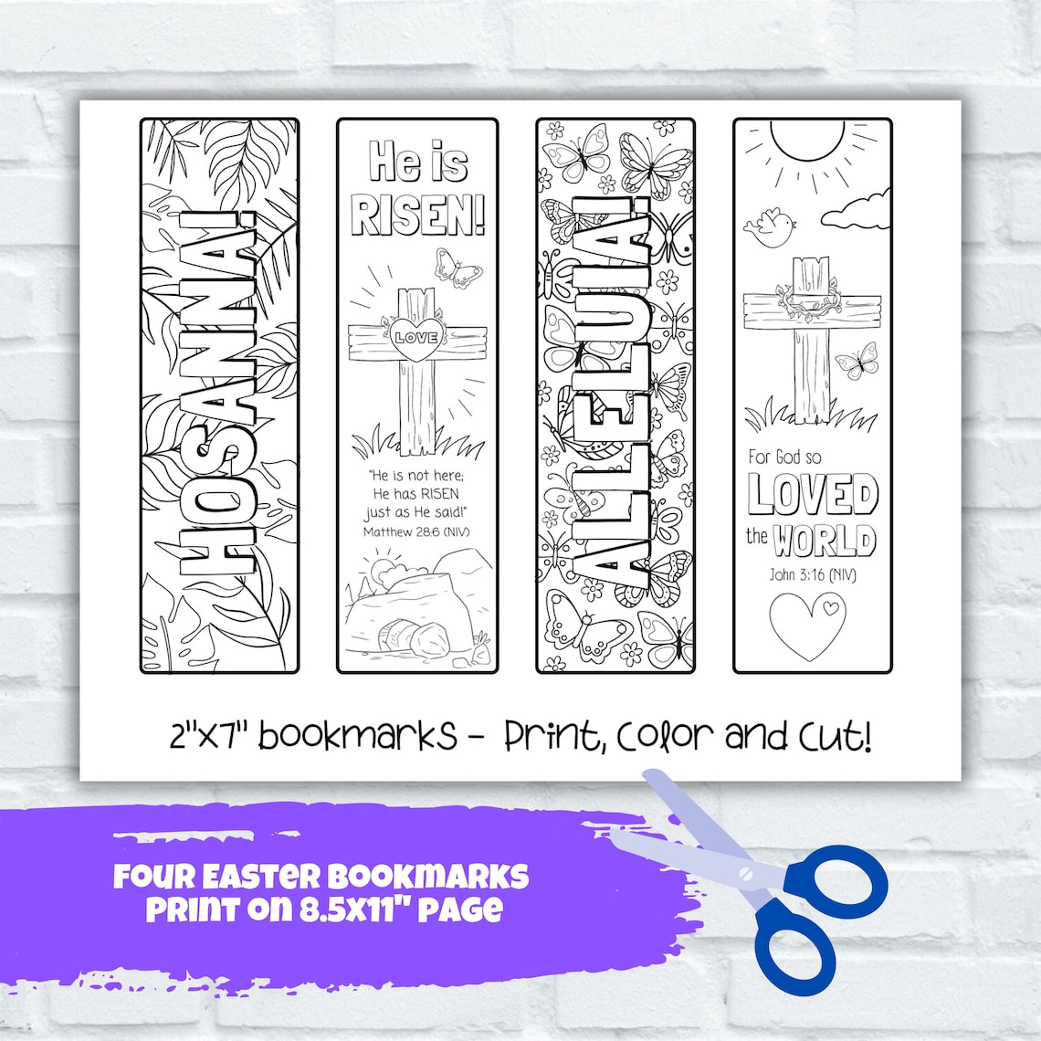 Easter Bible Themed Coloring Bookmarks for Kids, Palm Sunday Craft ...