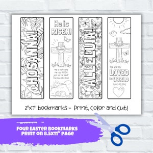 Easter Bible Themed Coloring Bookmarks for Kids, Palm Sunday Craft ...