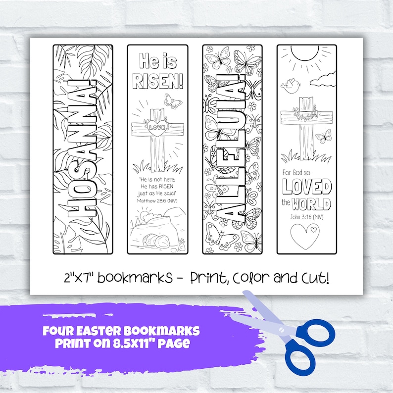 Easter Bible Themed Coloring Bookmarks for Kids, Palm Sunday Craft ...