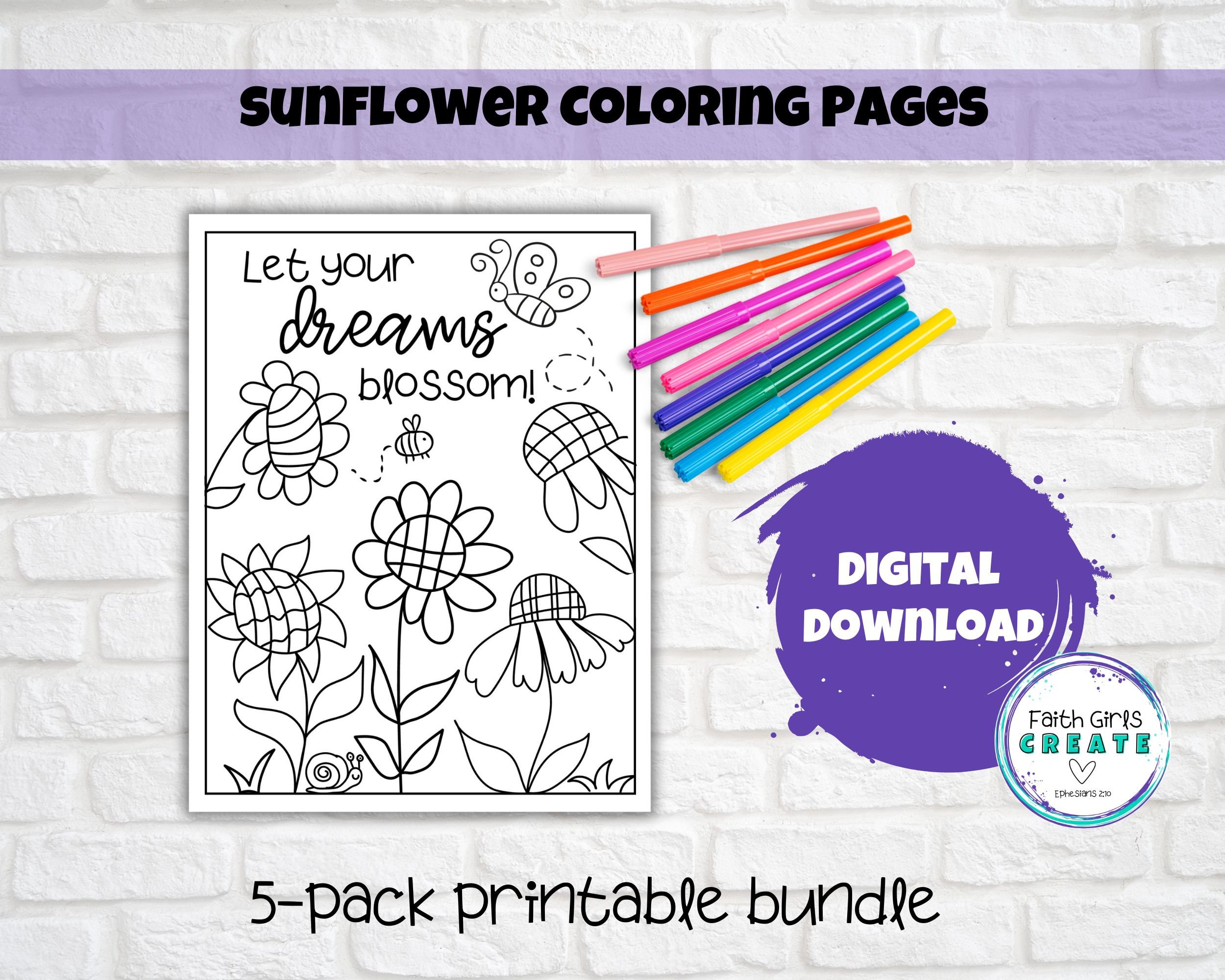 Sunflower Affirmation Colouring Pages Kids Printable - Etsy