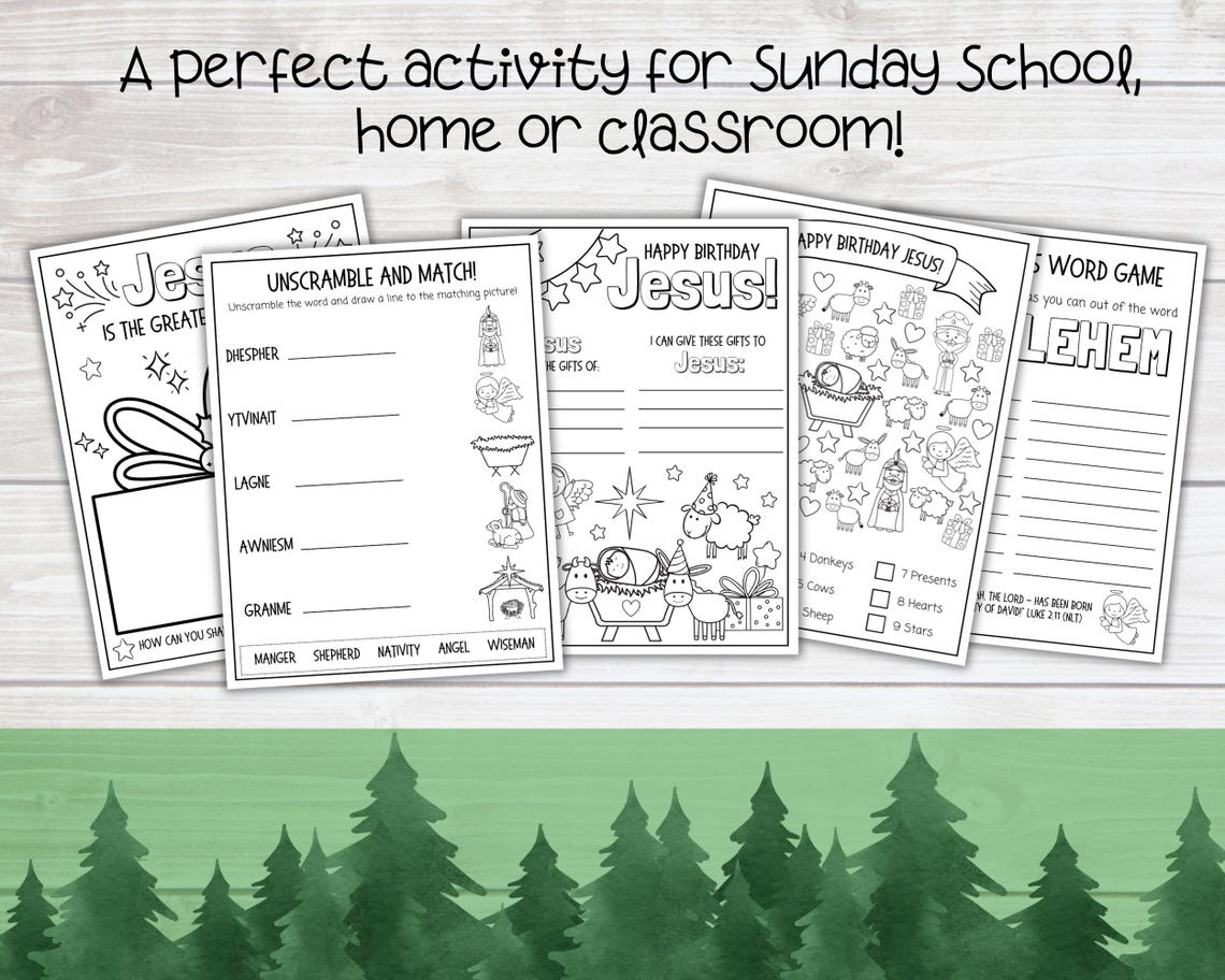 Happy Birthday Jesus Activity Pages, Set of 12 Fun and Creative ...