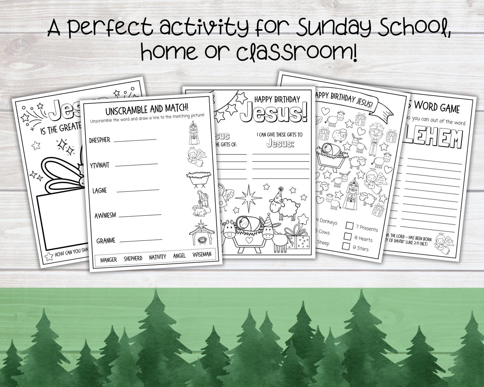 Happy Birthday Jesus Activity Pages, Set of 12 Fun and Creative ...