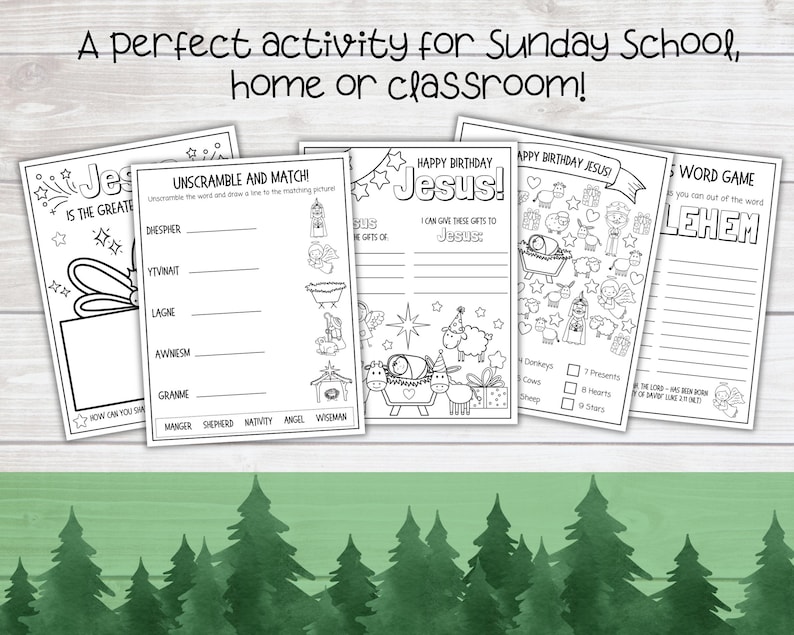 Happy Birthday Jesus Activity Pages, Set of 12 Fun and Creative ...