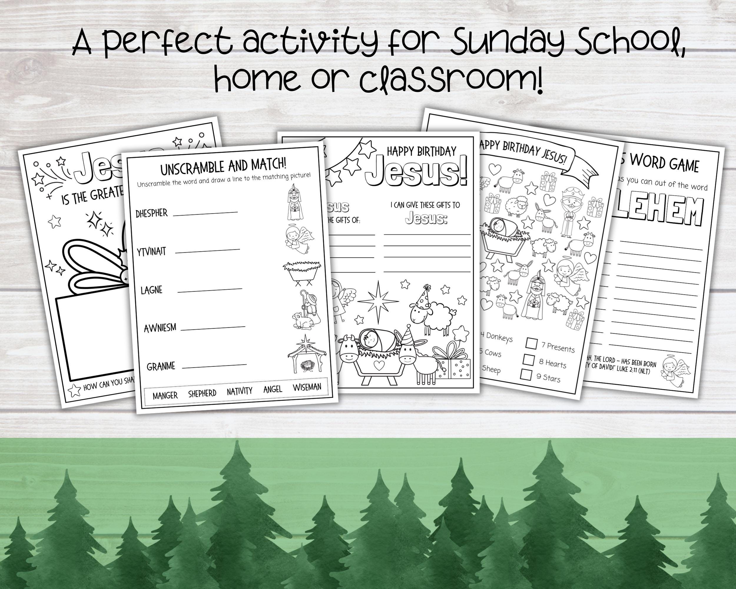 Happy Birthday Jesus Activity Pages, Set of 12 Fun and Creative ...