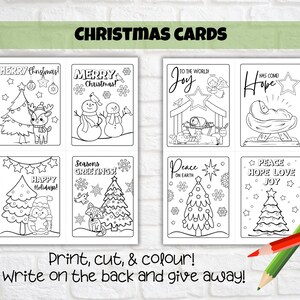 Kids Printable Christmas Cards to Colour, Set of 8, Sunday School ...