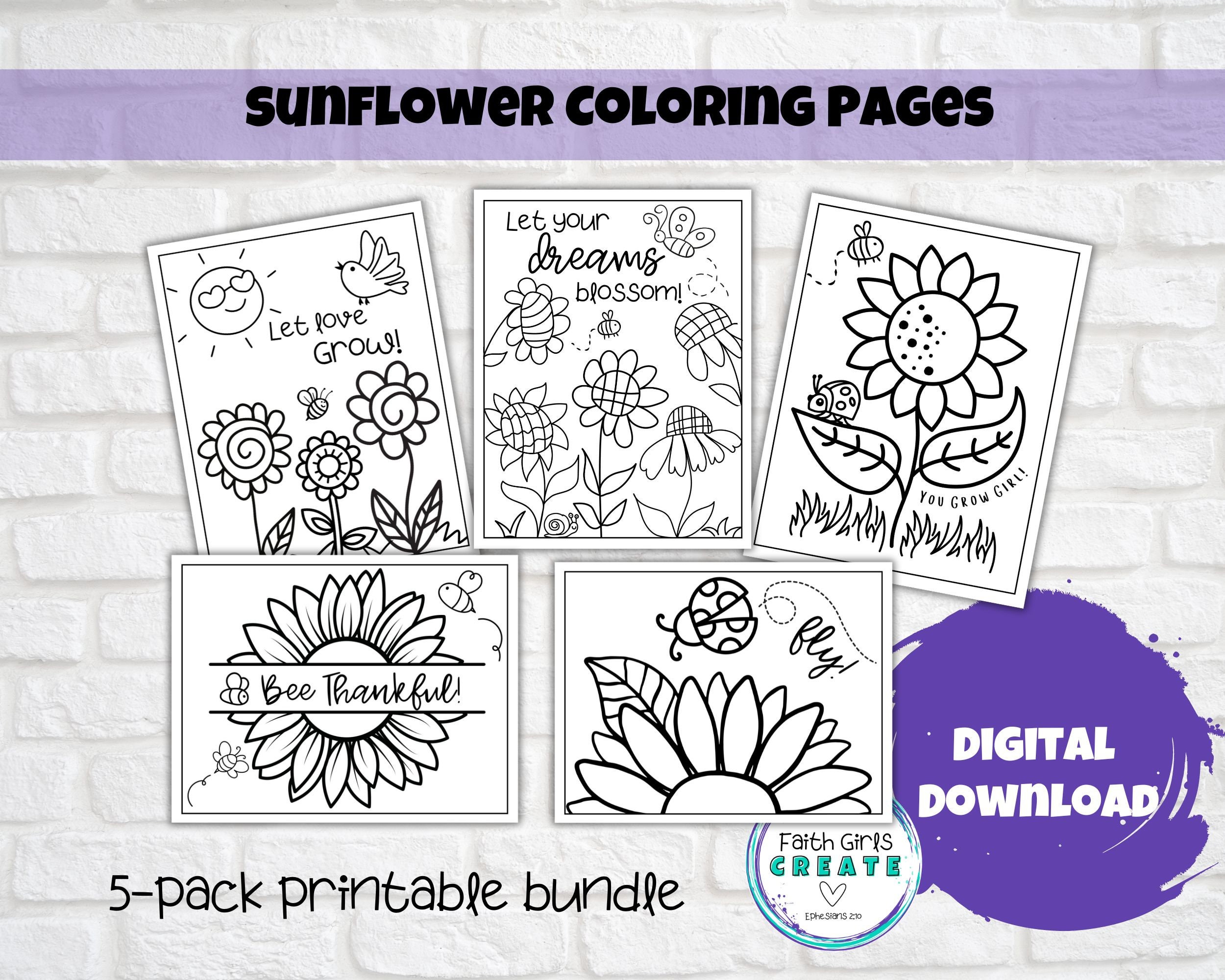 Sunflower Affirmation Colouring Pages, Kids Printable Colouring, Girls ...
