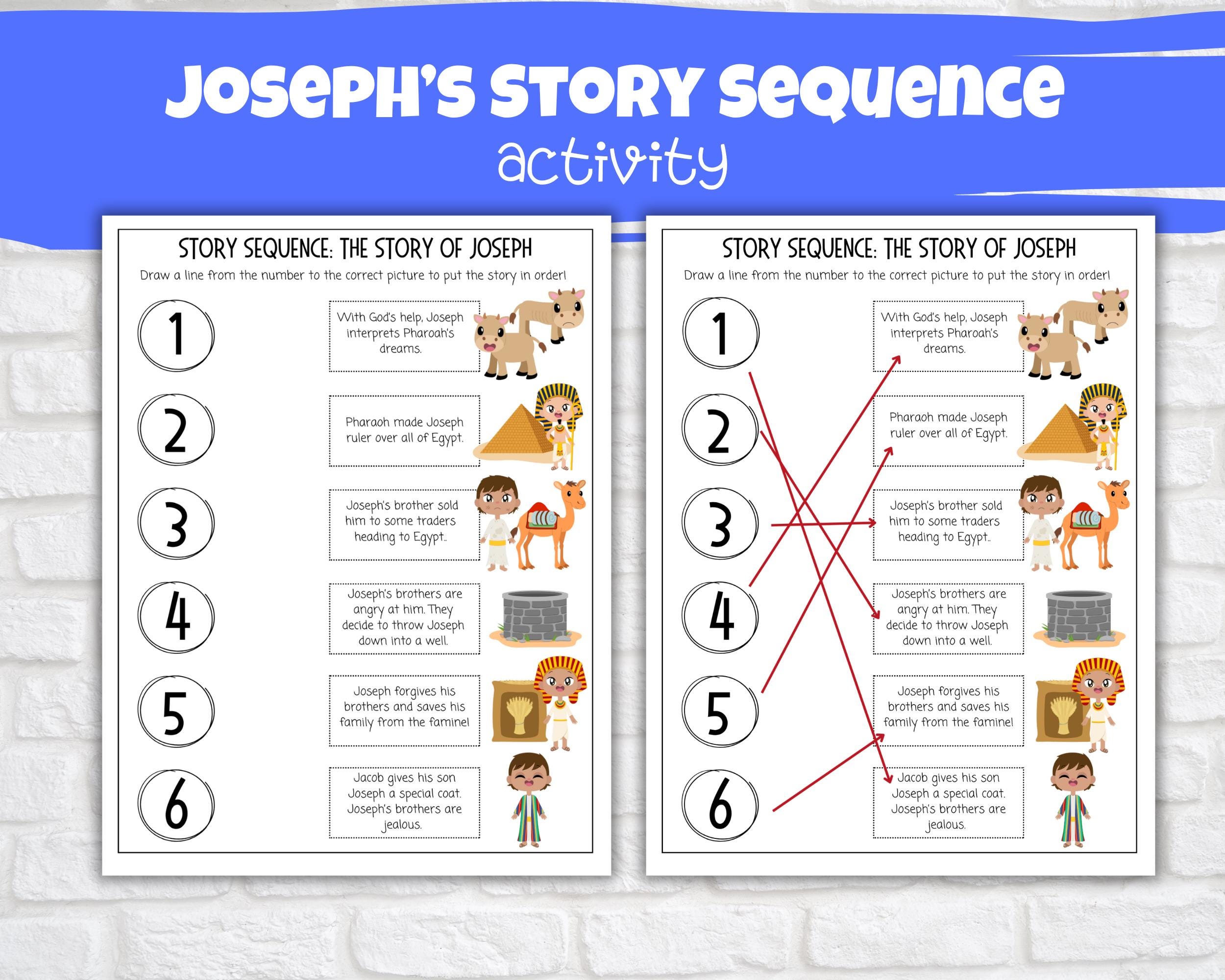 Joseph's Story Sequence Activity, Sunday School Activity, Kids Church ...
