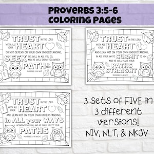 Proverbs 3:5-6 Trust in the Lord Set of 5 Printable Colouring Pages for ...