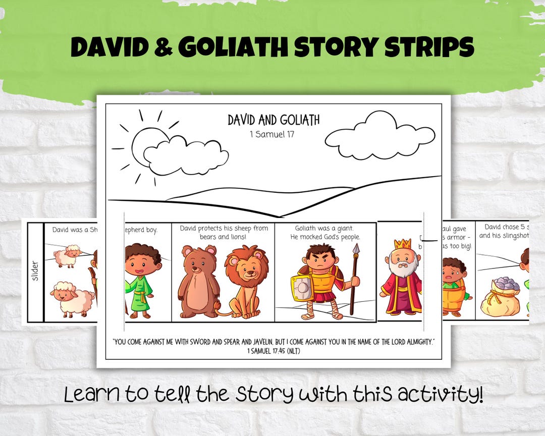 David and Goliath Story Strips, Sunday School Activity, Kids Church ...