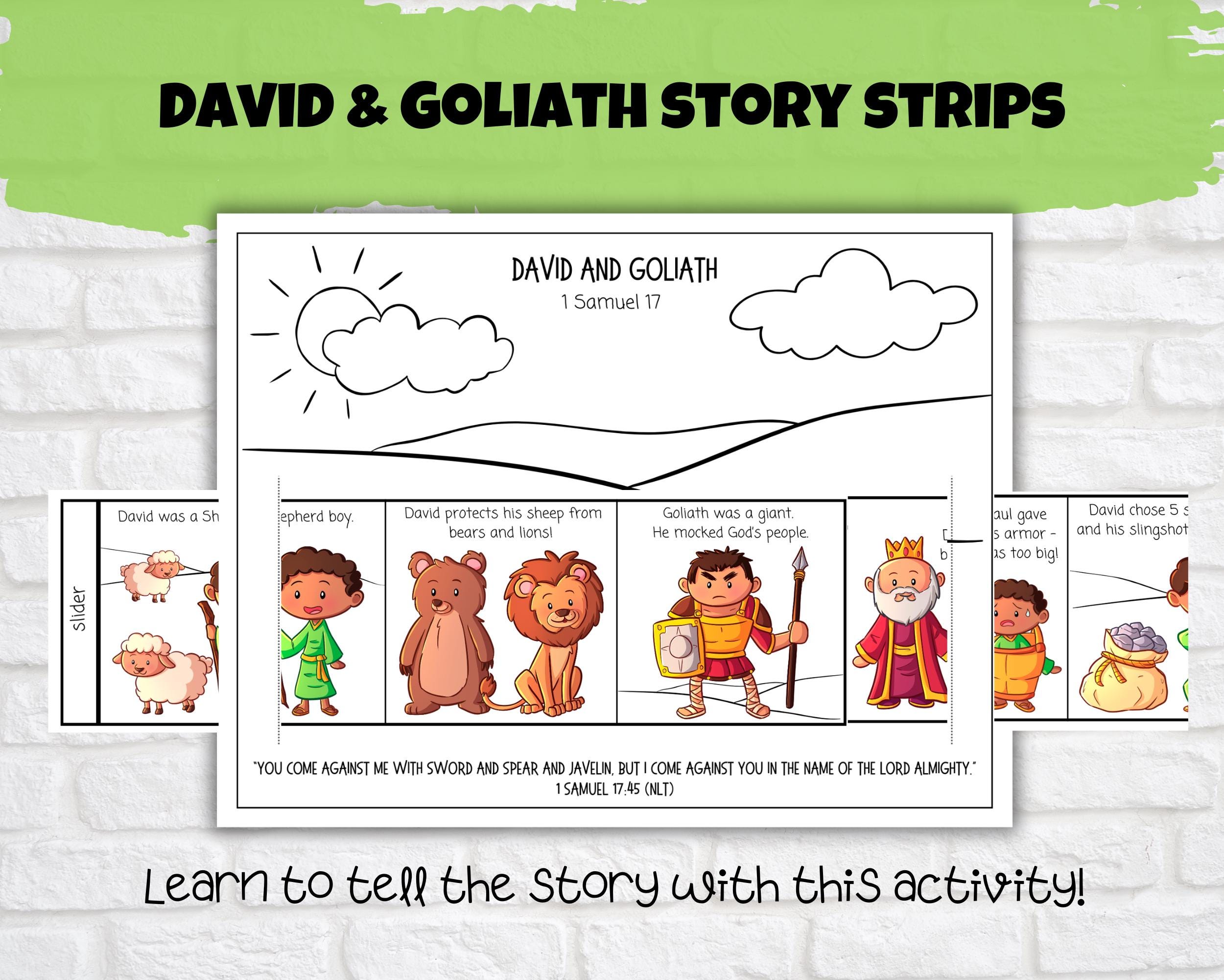 David and Goliath Story Strips, Sunday School Activity, Kids Church ...