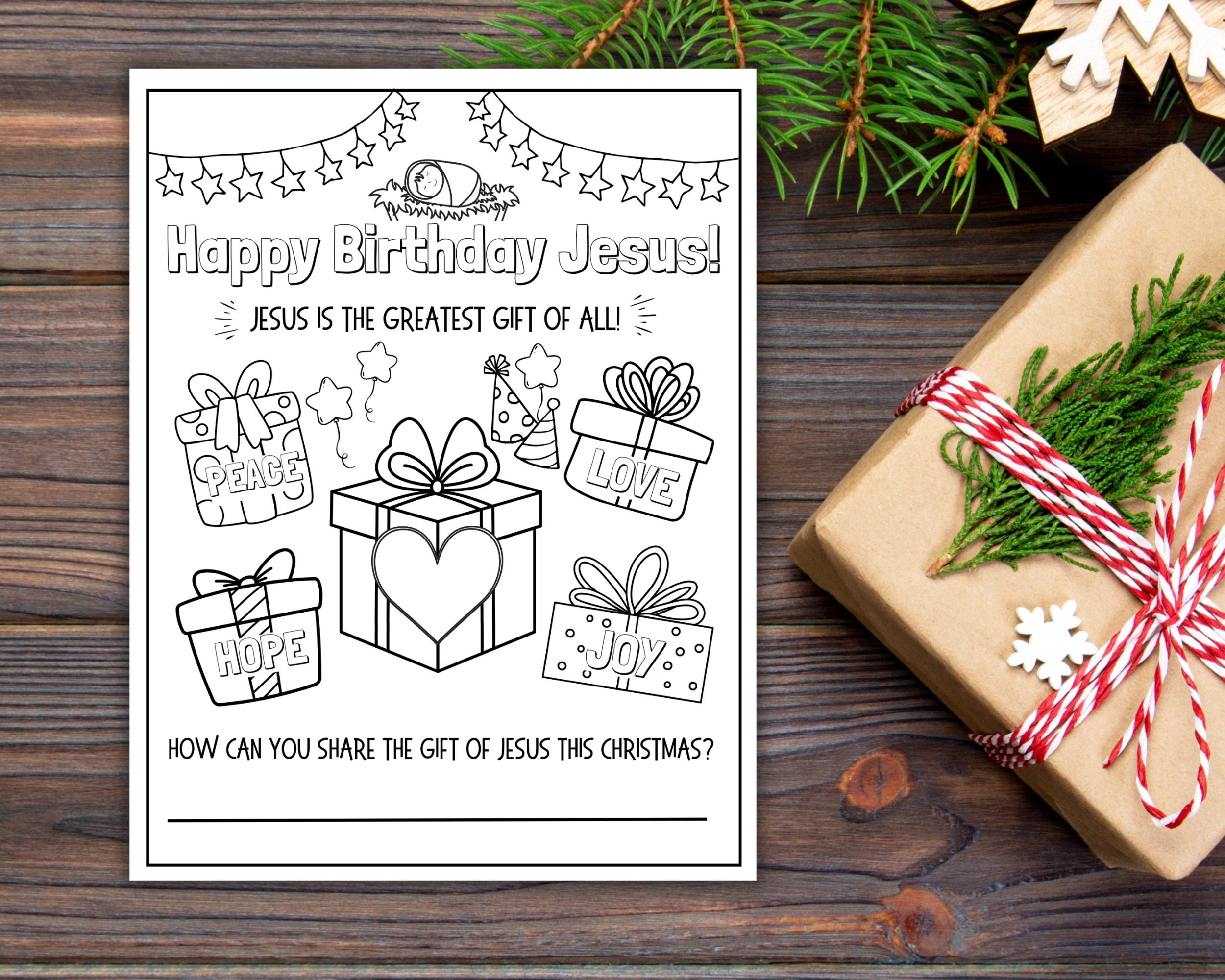 Kids Printable Happy Birthday Jesus Christmas Spinner Color Wheel ...