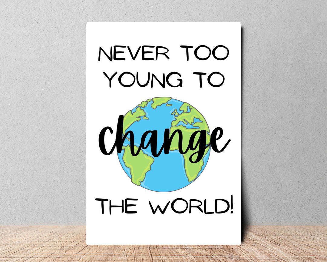 Never Too Young to Change the World, Kids Printable Bible Wall Art ...