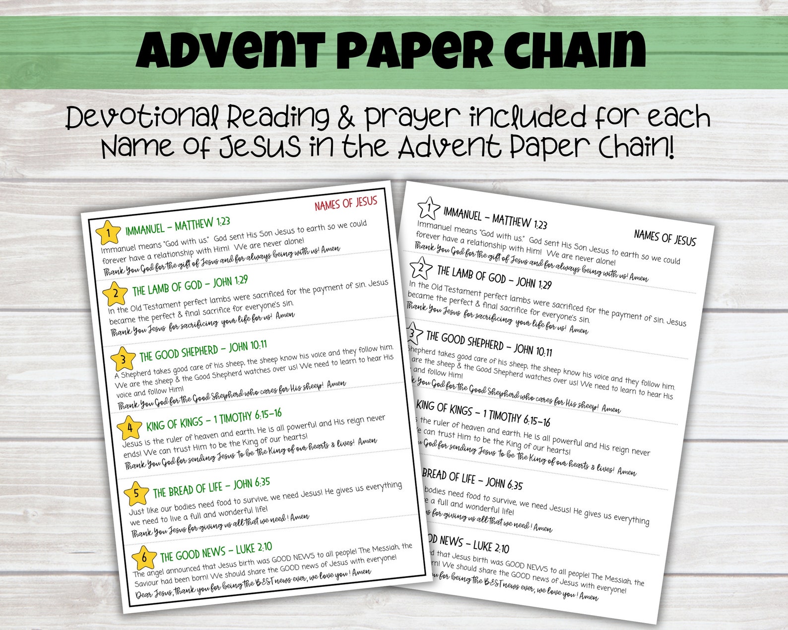 Names of Jesus Advent Paper Chain Activity & Devotional, 24 Names of ...