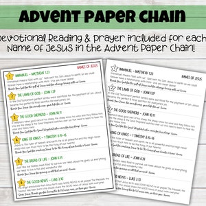 Names of Jesus Advent Paper Chain Activity & Devotional, 24 Names of Jesus, Christmas Craft for ...
