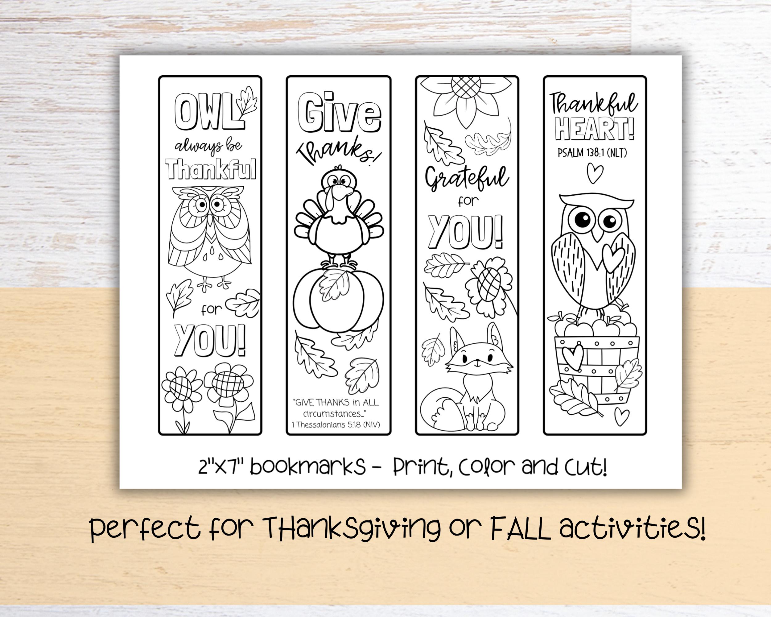 Thanksgiving/fall Bible Themed Bookmarks, Set of 8 Kids Printable ...