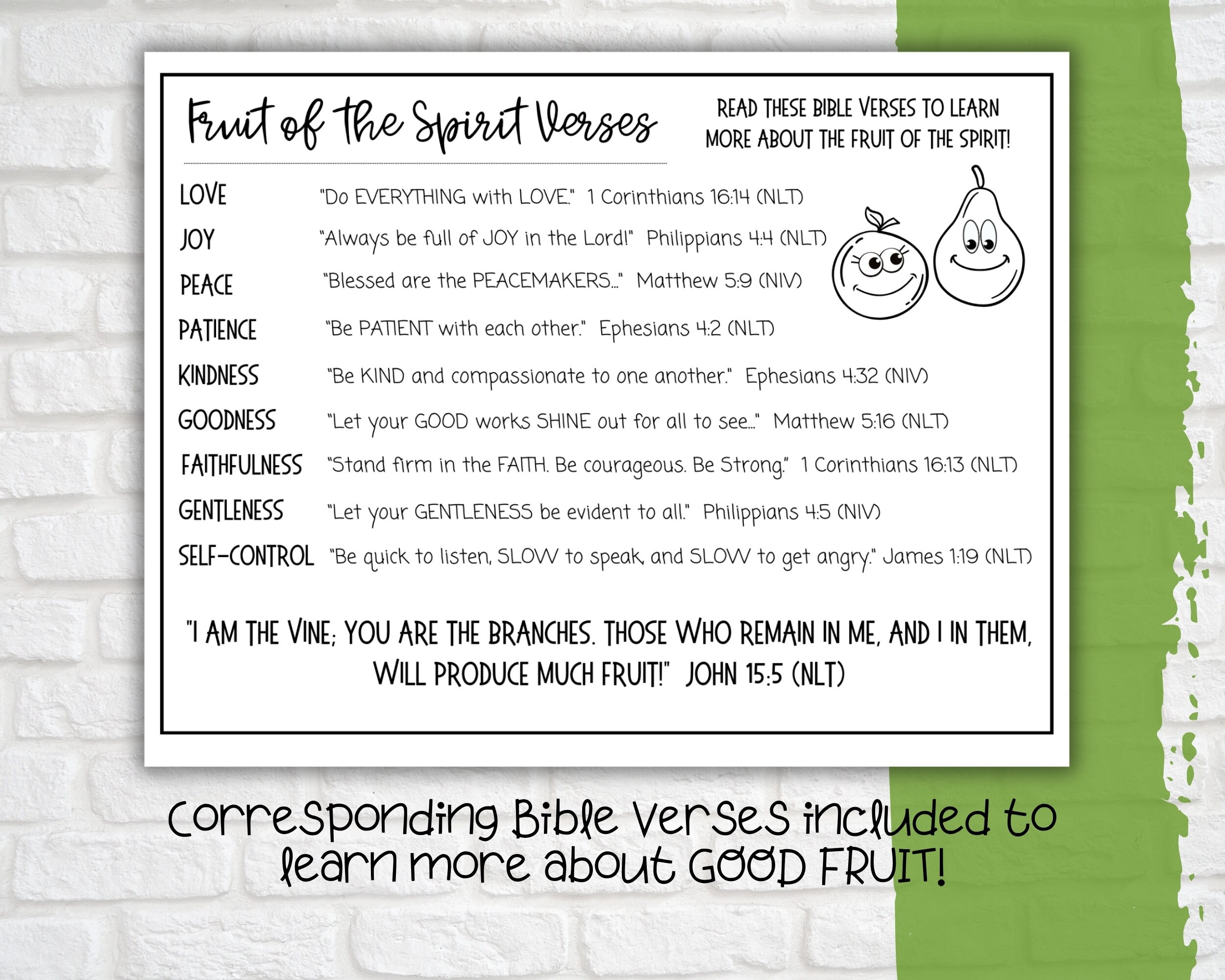 Kids Printable Fruit of the Spirit Craft, Sunday School Activity, Kids ...
