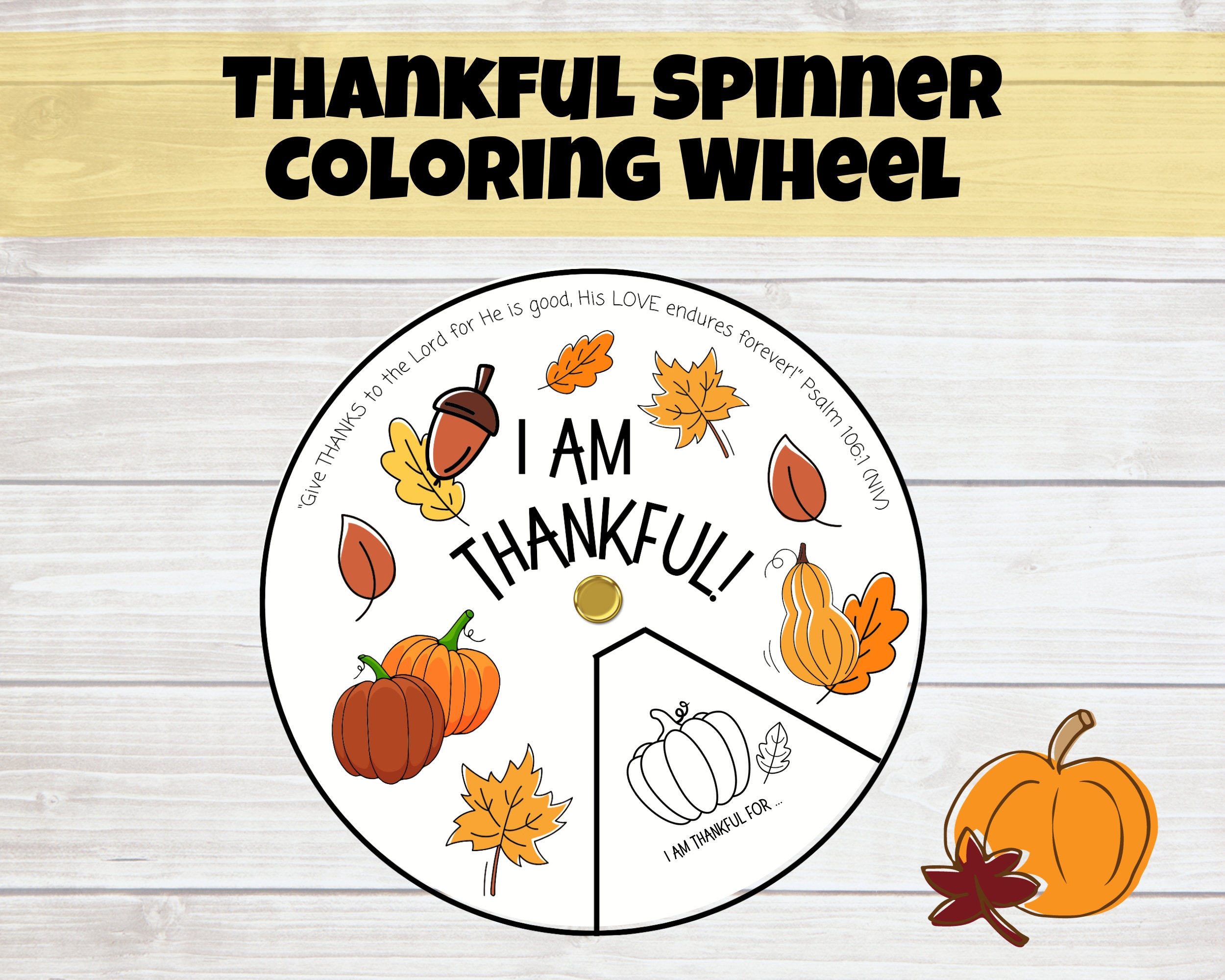 Thankful Spinner Coloring Wheel, Thanksgiving/fall Bible Themed ...