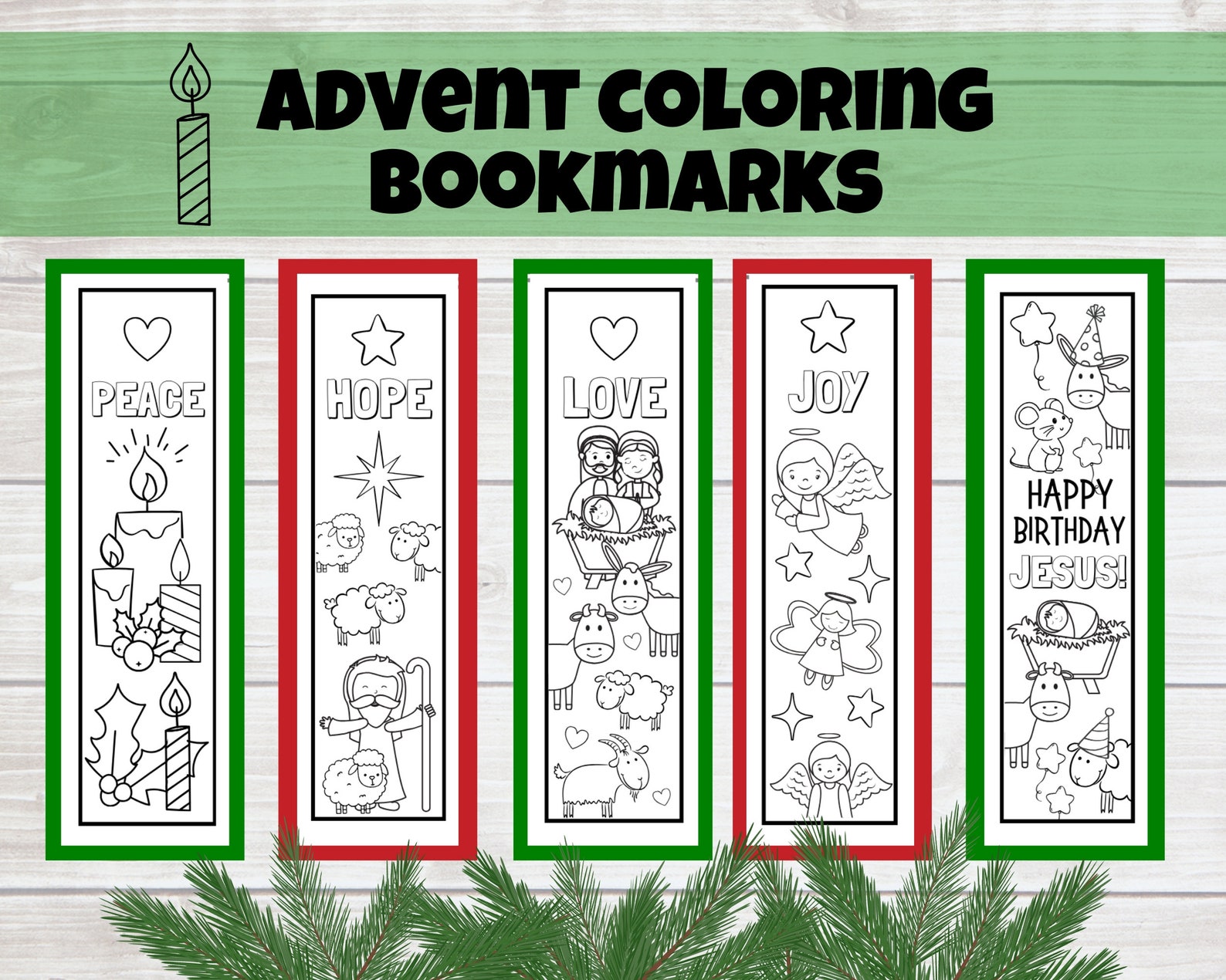 Kids Printable Advent Coloring Bookmarks, Christmas Sunday School ...