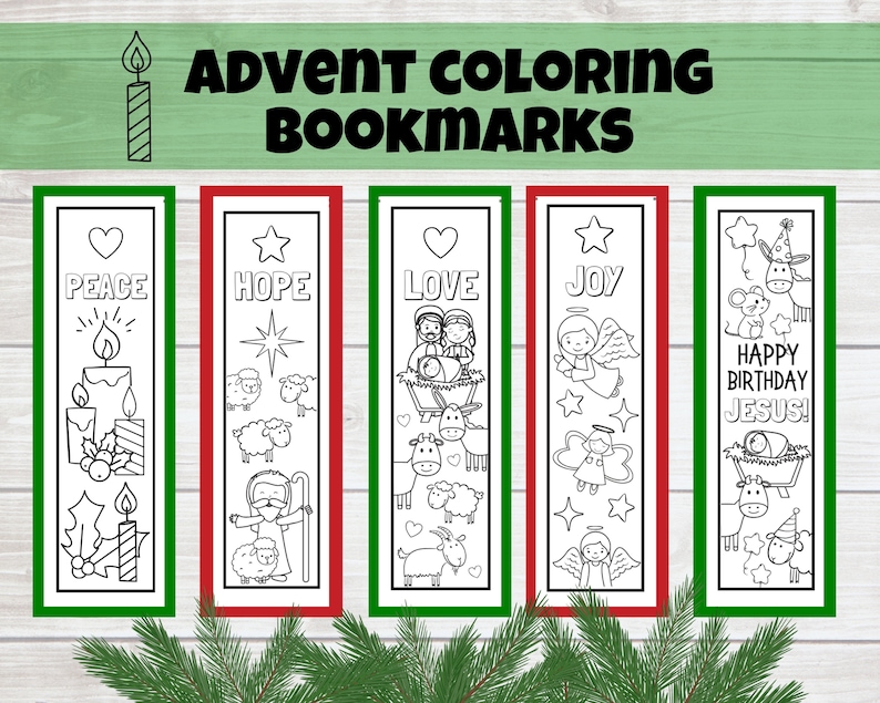 Kids Printable Advent Coloring Bookmarks, Christmas Sunday School ...