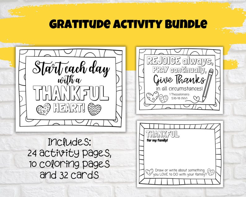 Gratitude Printable Coloring Activity Pages for Kids, Faith Based ...