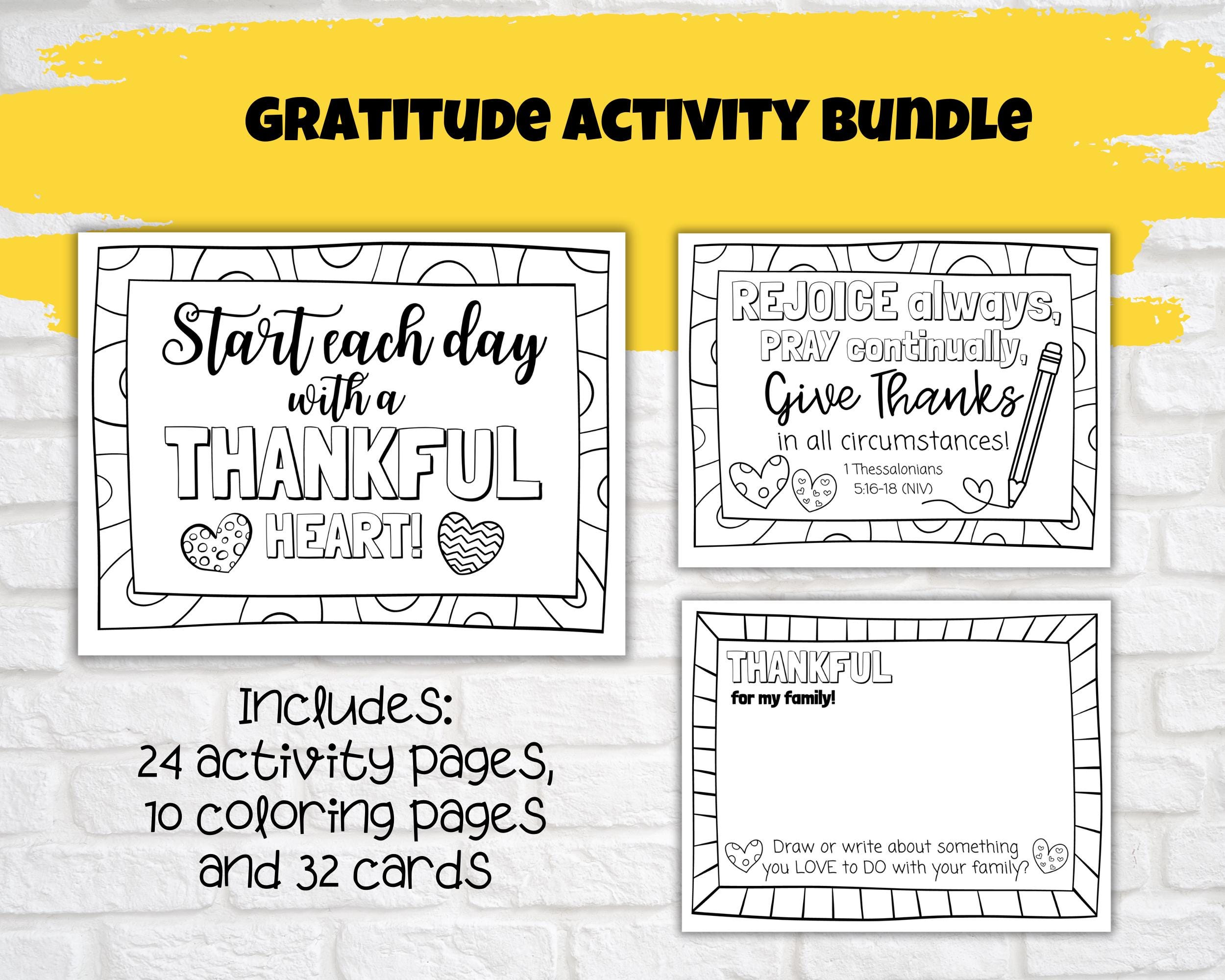 Gratitude Printable Coloring Activity Pages for Kids, Faith Based ...