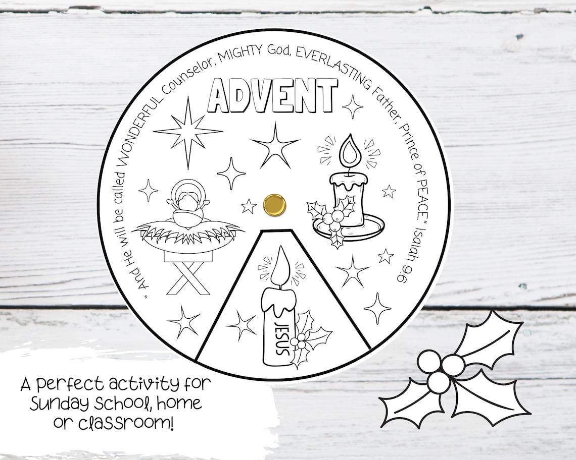Kids Printable Advent Spinner Color Wheel, Nativity Sunday School ...