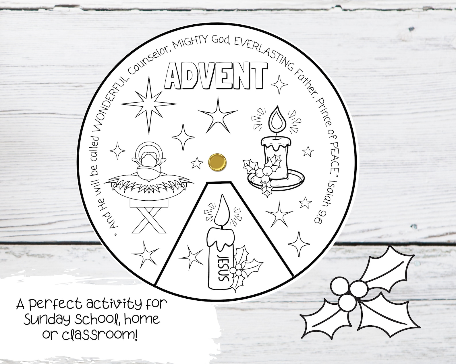 Kids Printable Advent Spinner Color Wheel, Nativity Sunday School ...
