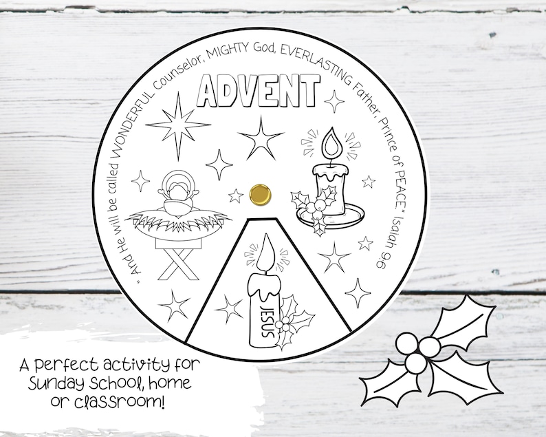 Kids Printable Advent Spinner Color Wheel, Nativity Sunday School ...