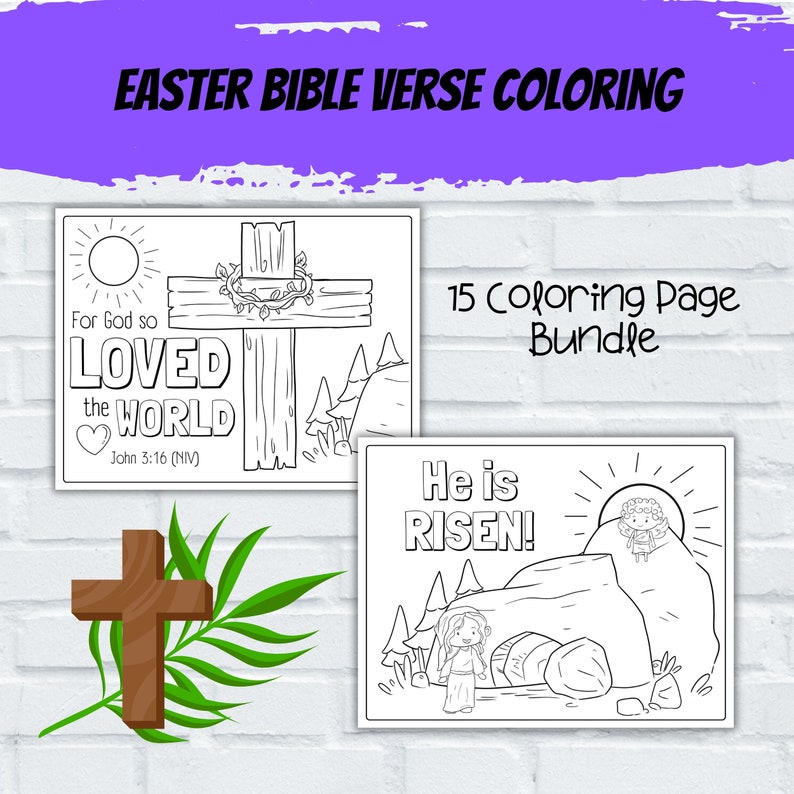 Easter Themed Bible Verse Colouring Pages, Palm Sunday Printable ...