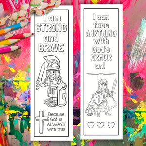 Armor of God Printable Coloring Bookmarks Ephesians 6 Sunday - Etsy