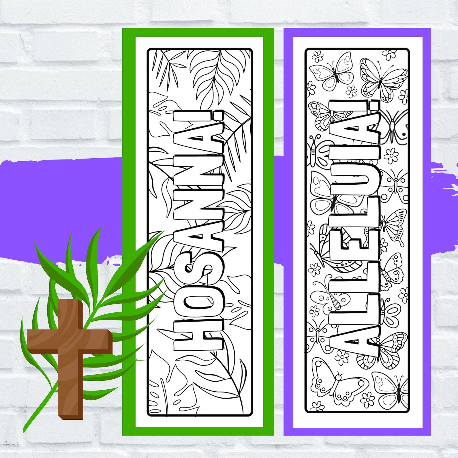 Easter Bible Themed Coloring Bookmarks for Kids, Palm Sunday Craft ...