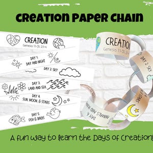 Kids Printable Days of Creation Paper Chain Craft, Sunday School ...