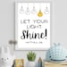 Let Your Light Shine, Kids Printable Bible Wall Art, Matthew 5:16, Kids ...