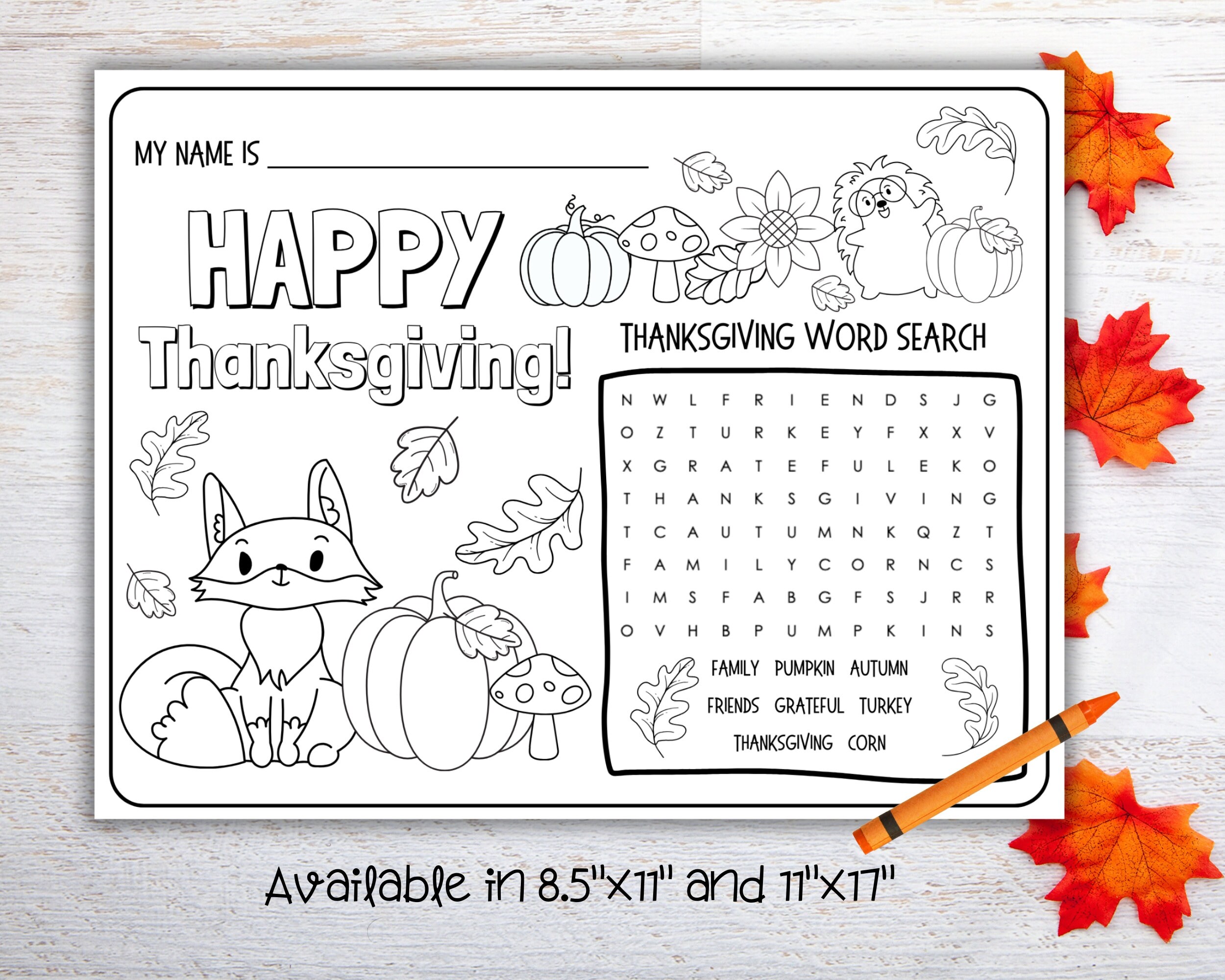 Thanksgiving/fall Bible Verse Set of 5 Placemat Coloring Pages, Sunday ...