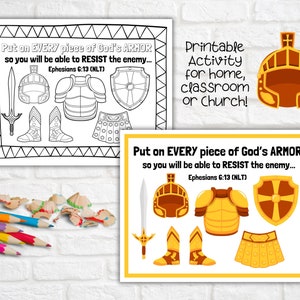 Armor of God Craft, Coloring Activity, Scripture Craft for Home, Sunday ...