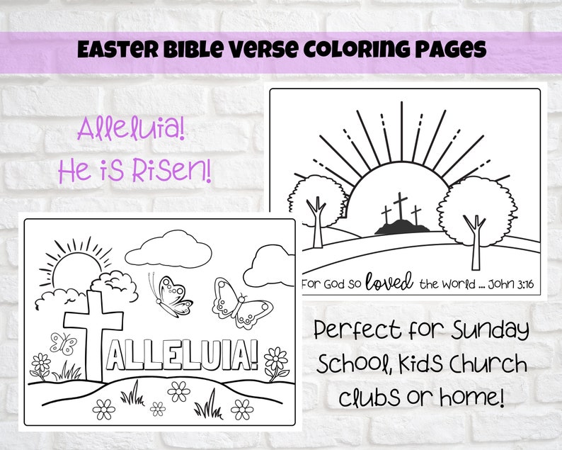 Easter Themed Bible Verse Colouring Pages, Printable Scripture ...