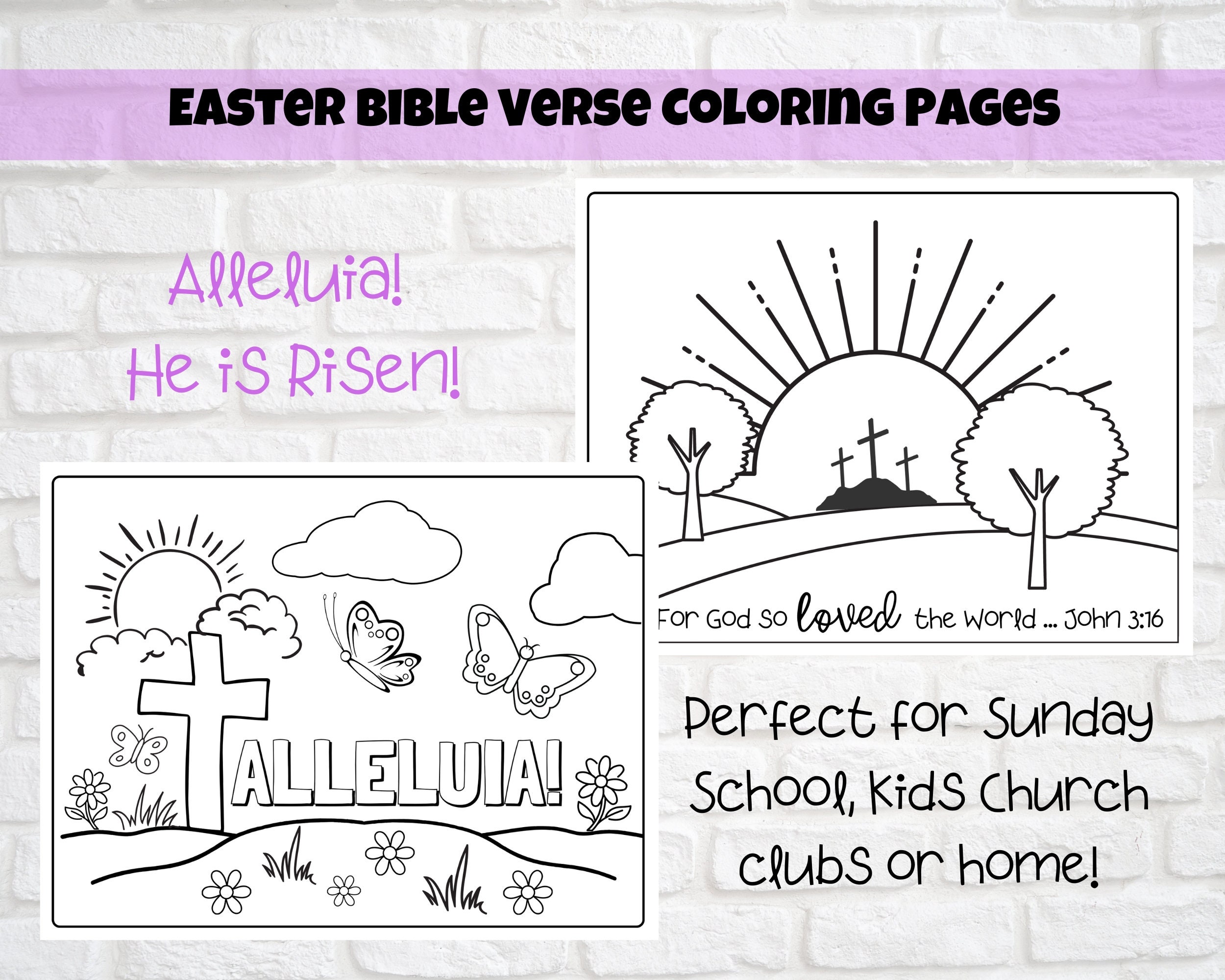 Easter Colouring Pages, Printable Kids Church Activity - Etsy