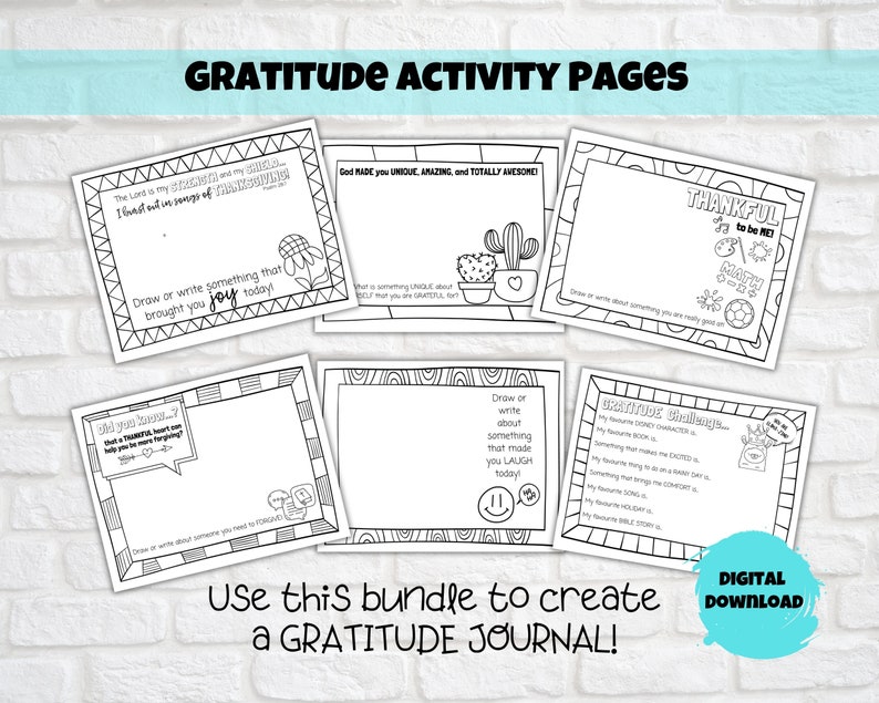 Gratitude Printable Coloring Activity Pages for Kids, Faith Based ...