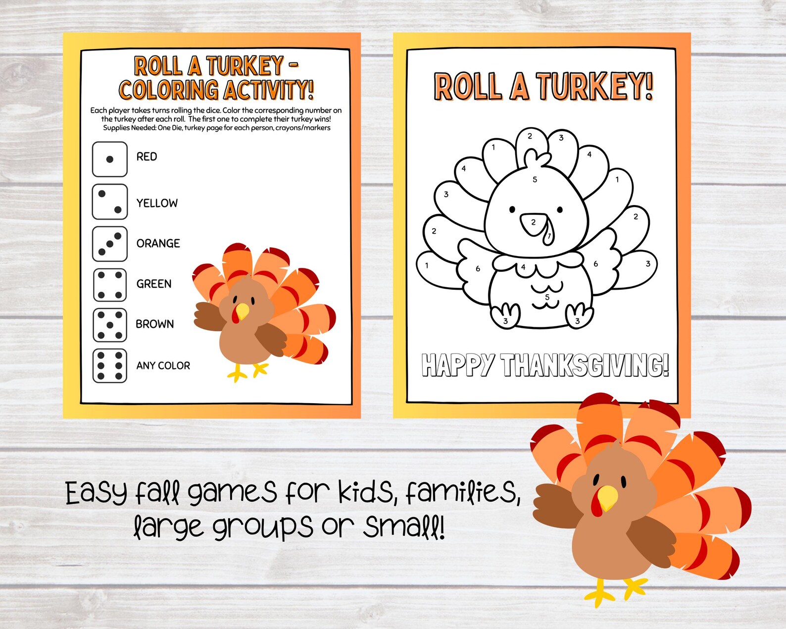 Fall Dice Games, Sunday School Game, Icebreaker, Roll a Turkey, Roll a ...