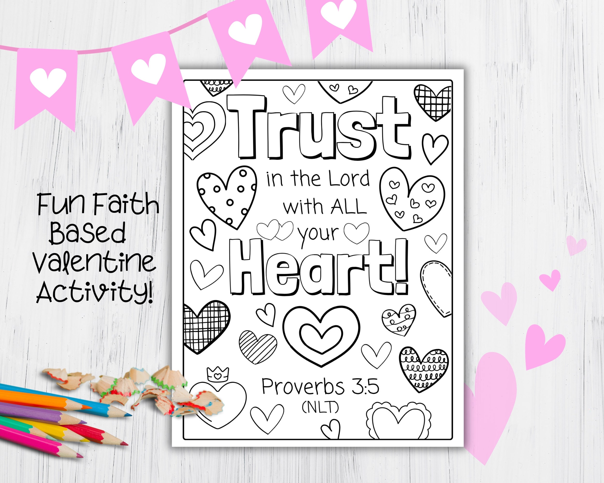 Kids Printable Bible Verse Valentine/love Themed Coloring Pages, Sunday ...
