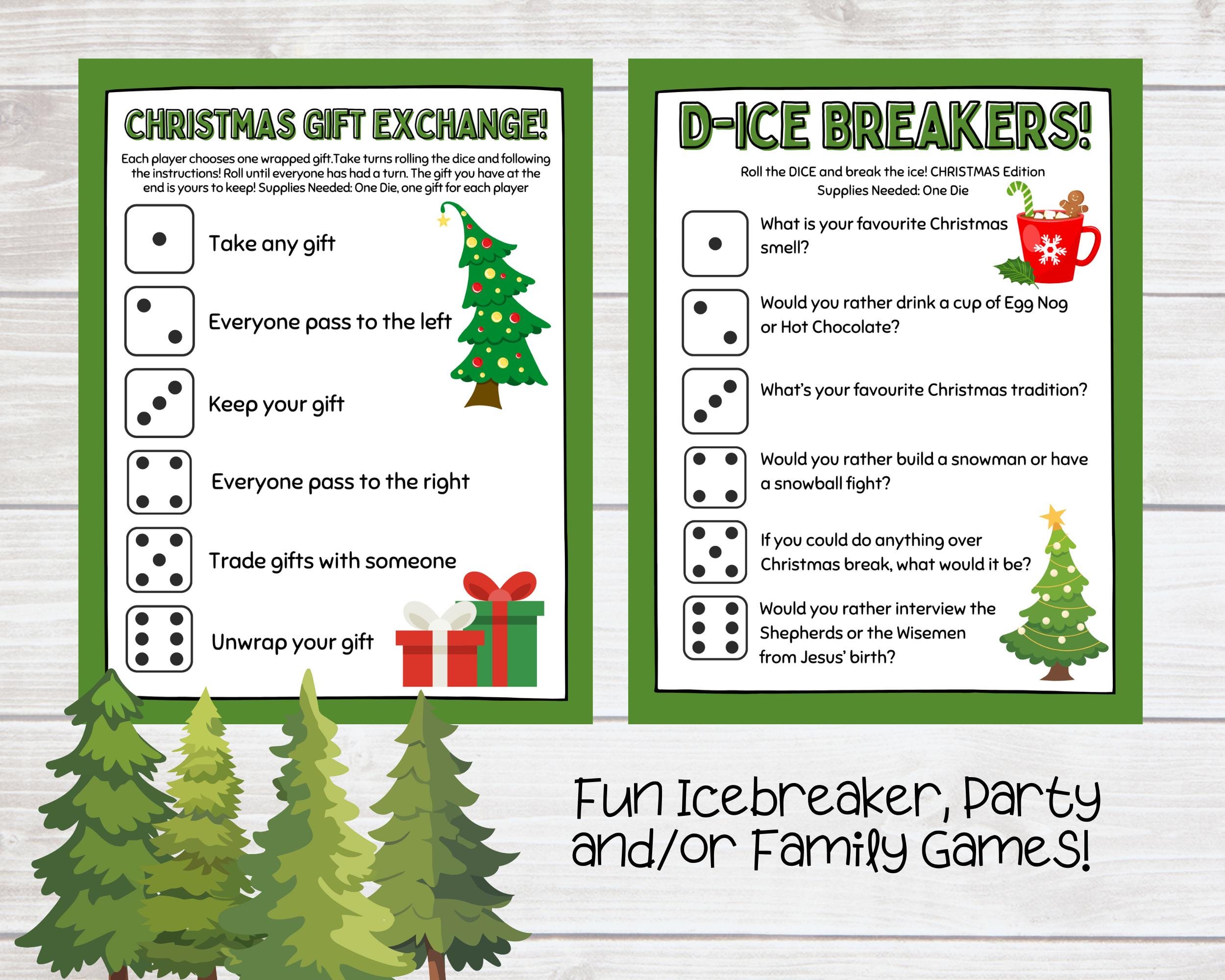 Kids Printable Christmas Dice Games, Sunday School Party Game ...
