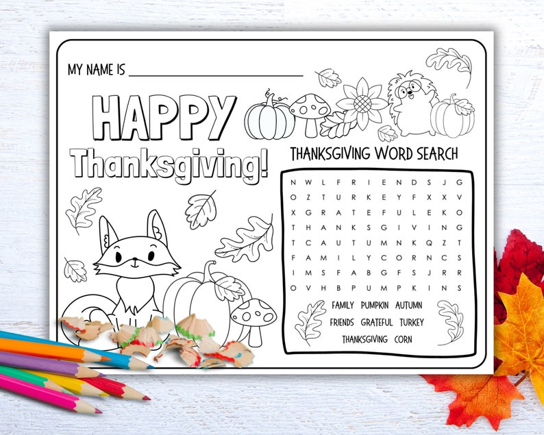 Thanksgiving/fall Bible Verse Set of 5 Placemat Coloring Pages, Sunday ...